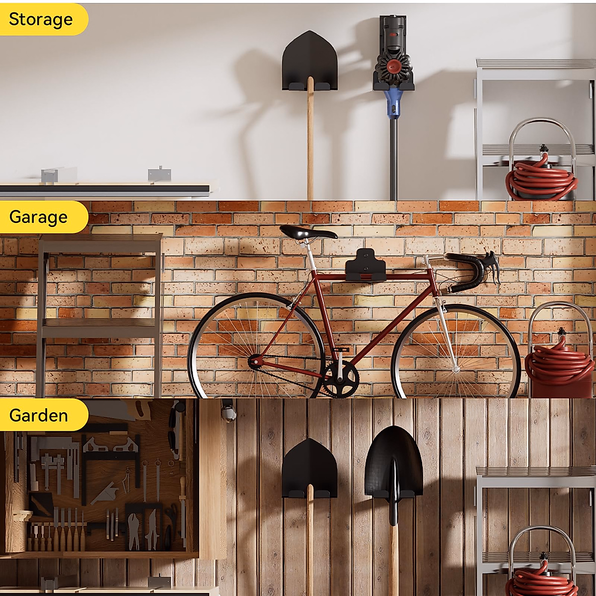 JNIHEEP Garage Organizer Trimmer Rack, Garden Power Tool Hanger Weed Whackers Holder Wall Mounted for Grass Trimmer, Hedge Trimmer, Garage Trimmer, Garden Tools,1 Pack