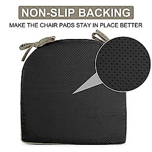 LOVTEX Chair Cushions for Dining Chairs 4 Pack - Memory Foam Chair Pads with Ties and Non-Slip Backing - Seat Cushion for Kitchen Chair 16"X16"X2", Khaki