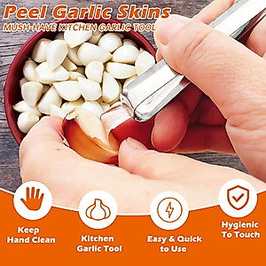 3PCS Stainless Steel Garlic Peeler - Garlic Peeler Clips Skin Remover - Easily Remove The Garlic Skin - Avoid Garlic Smell On Your Hands