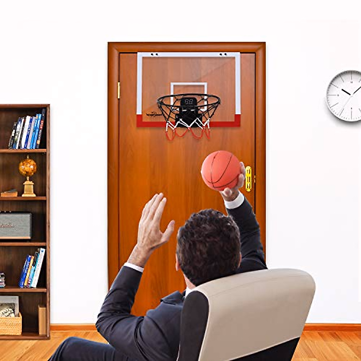 EagleStone Basketball Hoop Indoor for Kids, Over The Door Mini Basketball Hoop with Electronic Scoreboard, Room Basketball Hoop with 2 Balls and Sound, Basketball Toys for Toddler Boys Girls