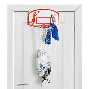 Bundaloo Basketball Laundry Hamper - Over The Door 2 In 1 Hanging Basketball Hoop Or Laundry Hamper Boys & Girls Room Decor - Fun Gift