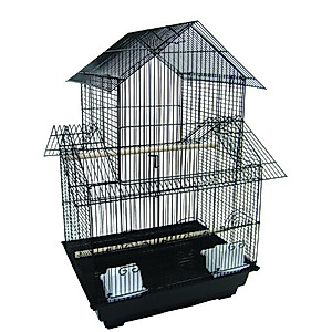 YML A1644 3/8" Bar Spacing Pagoda Top Small Bird Cage, Black, 16" x 16"