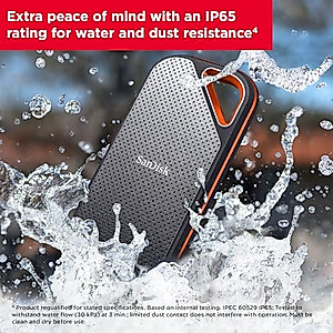 SanDisk 1TB Extreme PRO Portable SSD - Up to 2000MB/s - USB-C, USB 3.2 Gen 2x2, IP65 Water and Dust Resistance, Updated Firmware - External Solid State Drive - SDSSDE81-1T00-G25