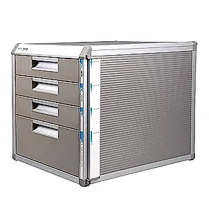 YUZDNM Desktop File Cabinet - Desktop Storage Box with Drawers, Aluminum Alloy Drawer Organizer, with Lockable Drawers Flat File Cabinet, Cosmetic Storage/Medicine Storage Box (Size : 4 Layer)