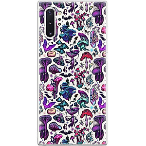 TPU Phone Case Compatible with Samsung A72 A71 5G A70 A51 A50 A32 A21 A11 A12 A13 A14 A01 Clear Silicone Forest Mushrooms Lightweight Amanita Witchy Magic Moth Shockproof Protective Bats