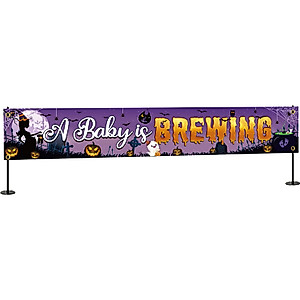 A Baby Is Brewing Yard Banner, A Baby Is Brewing Baby Shower Decorations Halloween Baby Shower Sign Banner Halloween Gender Reveal Party Supplies for Boy and Girl