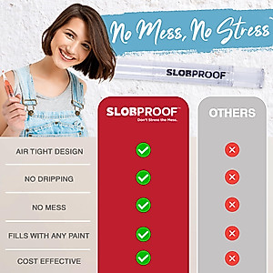 Slobproof Touch-Up Paint Pen - Refillable Paint Brush Pens - Touch-Up Paint Pens for Walls, Window, Wood - Fillable Paint Pens w/ Any Paint Types (Fill with Own Paint for a Precise Match), 2-in-1 Pack