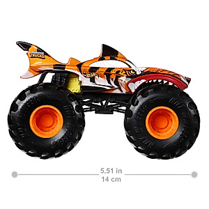 Hot Wheels Monster Trucks Tiger Shark die-cast 1:24 scale vehicle with Giant Wheels for kids age 3 to 8 years old great gift toy trucks large scales