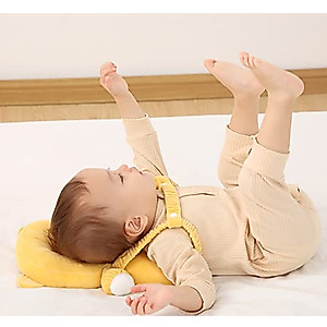 Feidoog Baby Head Protector Cushion Backpack with 3 Baby Knee Pads for Walking & Crawling,Beige