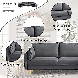 92.5" Wide Symmetrical Corner Sectional, L-Shaped Modular Sectional Sofa, Technical Faux Leather Sofa Couch for Living Room, Dark Grey