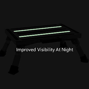 GarfatolRv Safety RV Steps Adjustable Aluminum Folding Platform Step with Glow in The Dark Tapes RV Step Stool with Sheaths Supports Up to 1000 lbs.