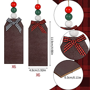 DIYASY Christmas Stocking Name Tags, 12 Pack Personalized Wooden Haning Tags Farmhouse Stocking Sign Unfinished Blank Chalkboard Tags with Wood Beads, Bows, Hemp Rope & Needle