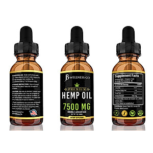 2-Pack Hemp Oil 7500mg Natural and Safe Hemp Oil Powerful for Ingestible & Topical Use - Non-GMO - Plant Based - Sugar-Free Peppermint - 2oz
