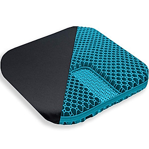Large Gel Seat Cushion, Enhanced Gel Cushion for Long Sitting with Non-Slip Cover, Breathable Honeycomb Chair Pads Absorbs Pressure Points for Wheelchair, Car Seat, Home Office Chairs