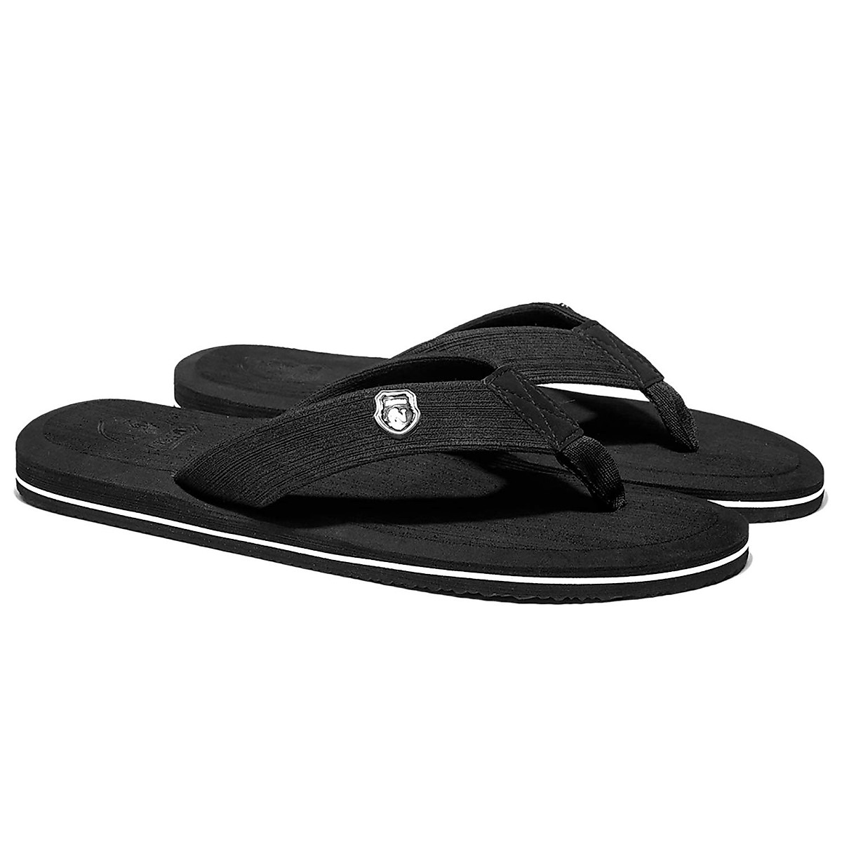 NeedBo Women's Flip Flops Thong Sandals Comfortable Lightweight Beach Sandal (8 M US, Black/Black)