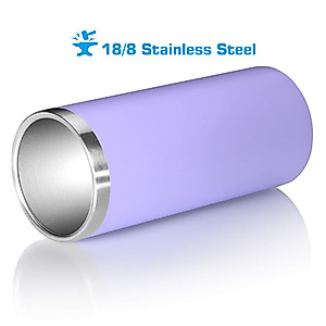 JIVILILM Stainless Steel Insulated Cooler for 12oz Slim Cans | Skinny Can Drinks Holder for Hard Seltzer, Beer, Soda, and Energy Drinks (Lilac)