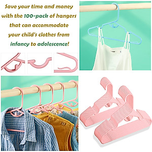 MJRASG Anti-Slip Plastic Baby Hangers, 100-Pack, Light Pink, Ideal for Closet Organization, Easy to Use, Holds Clothes Securely