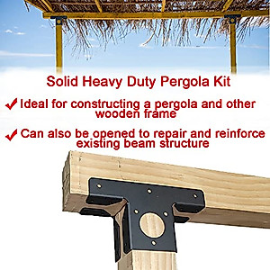 Chooglkj 2Pcs Heavy Duty Pergola Corner Brackets Extension 3-Way T Brackets for 4x4 (Actual:3.5 Inch) Post Bracket Pergola Gazebo Kit (2)