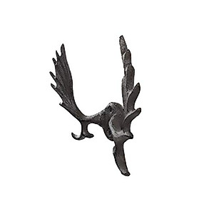 Handcrafted Nautical Decor Cast Iron Moose Antler Decorative Metal Wall Hooks 8"