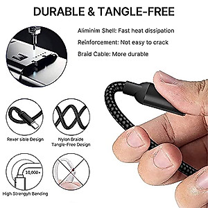 Laugwey Multifunction USB Charging Cable Set,3 Pack 3 in 1 Nylon Braided Charging Cord,Multiple USB Fast Charger Cords for Home,Office,Car