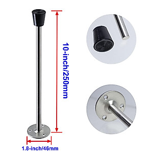 Rannb Extra Long Door Stopper Wall Mount Door Stop Bumper with Rubber Tip 250mm/10" Total Length - Pack of 2