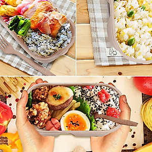 50Pcs Disposable Bowls with Lids and Forks,2 Compartment Paper Pulp Compostable Food Storage Container,Biodegradable Disposable Bowls Leakproof and Microwave Safe,for Hot/Cold Use