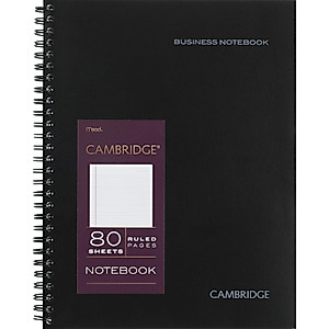 Cambridge Limited Professional Spiral Notebook NEW BUSINESS ADDITION, 3 Pack, Legal Ruled, 6-5/8" X 9-1/2" Page Size, 80 Sheets, Wirebound Office journal & Notebook for Women & Men, Black. CAM10-402