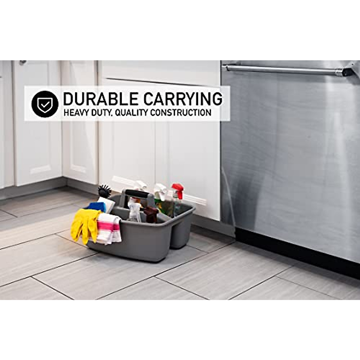 Mighty Tuff Rough and Rugged All-Purpose Cleaning Caddy, Grey/Black 2 Count (CD0170)