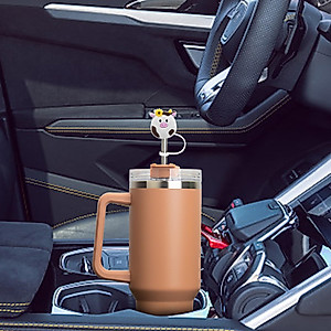 Straw Cover Cap for Stanley Cup 30 Oz 40 Oz Tumblers - 10mm Cute Cow Straw Tips Covers,Silicone Straw Toppers, Funny Animals Straw Covers Cap Plugs,Anti-dust Straw Tip Drinking Straw Tips Lids