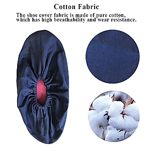 Anmerl 10 Pairs Shoe & Boot Covers, Durable Cotton Breathable Reusable Shoe Covers, Non-Slip Washable Dust Foot & Shoe Covers for Indoors Contractors Workers Shoeless Home (ExtraLarge - Navy Blue)
