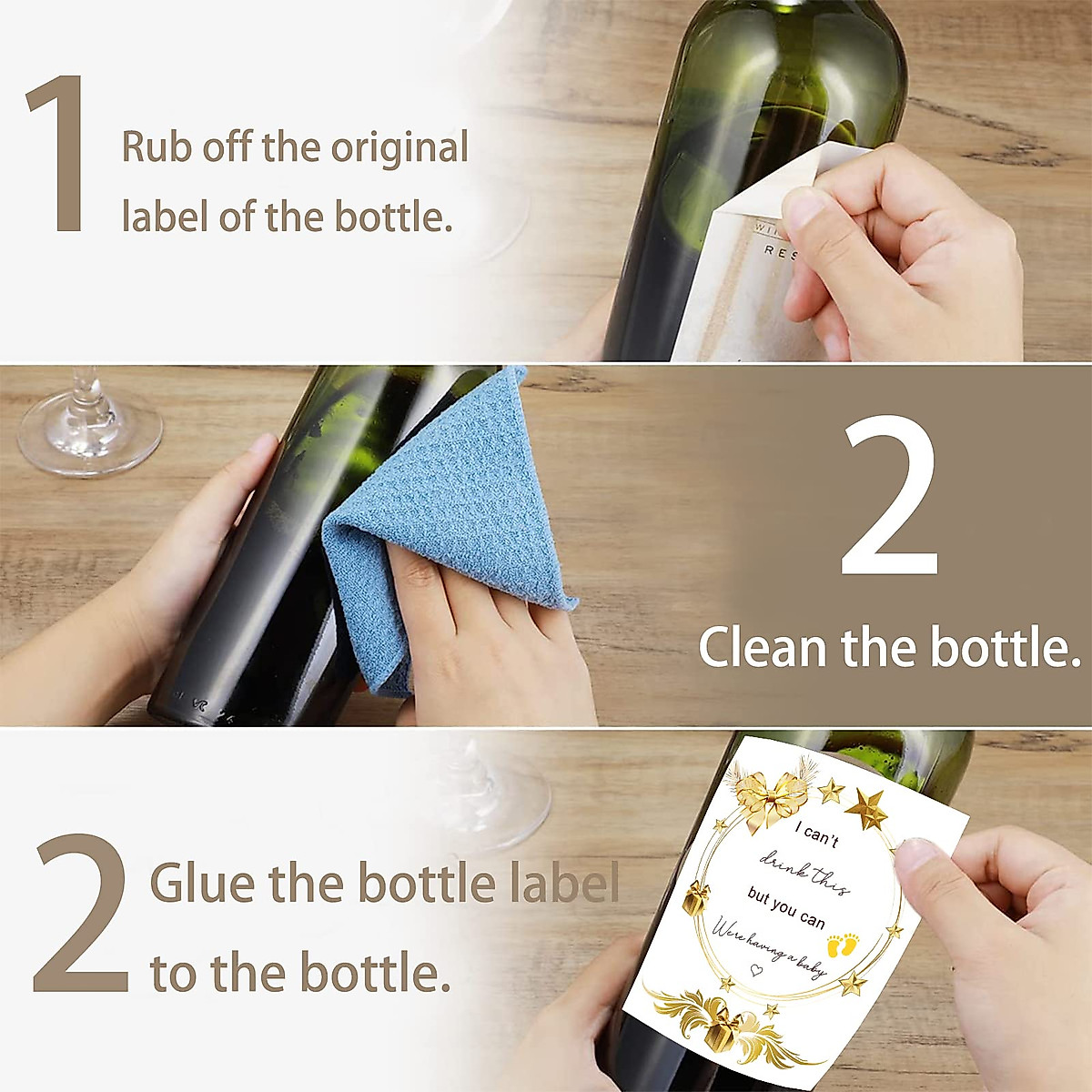 Lfish 5 Pregnancy Announcement Wine Bottle Labels,Baby Surprise Gifts Decorations,Announcing New Baby Reveal,Pregnancy Reveal Wine Label for Family and Friends,Baby Announcements Gifts.