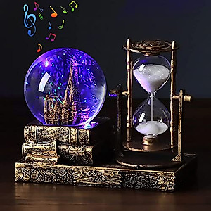 LED Music Crystal Snow Globe Home Decoration for Living Room Bedroom Book Shelf TV Cabinet Desktop Decor Statue Figurine Table Centerpieces Ornaments(A - Brass)