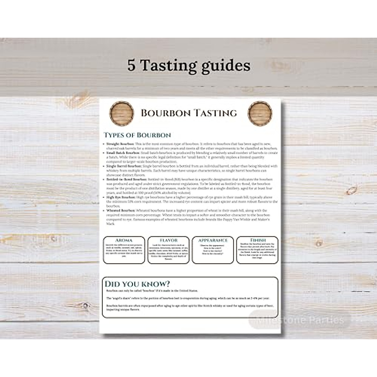 Bourbon flight tasting mat and guide sheet. Bourbon tasting guide for bourbon party. Bourbon placemats, Bourbon lover. Bachelor party games for bourbon party