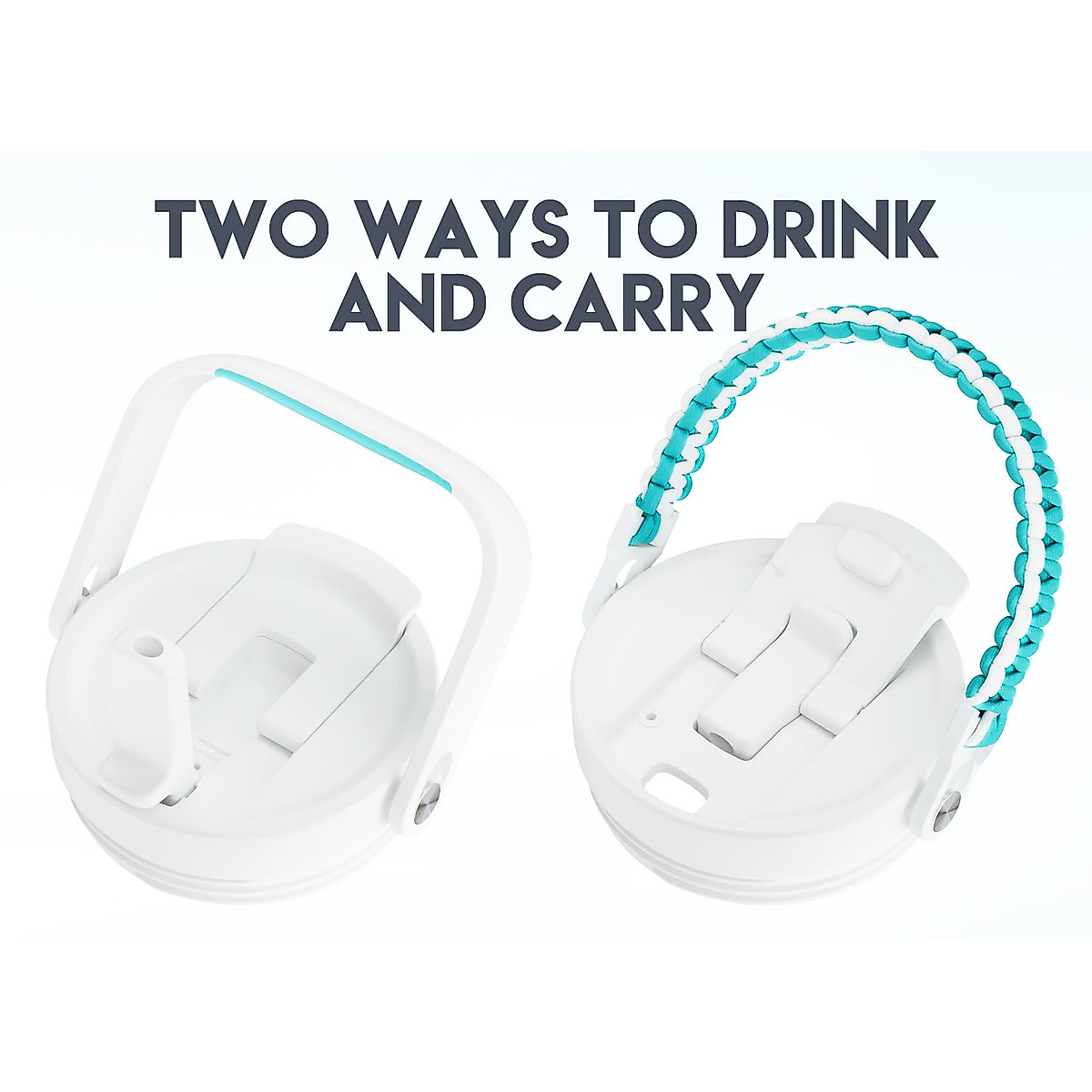 Meoky 50 oz Tumbler with Handle, Stainless Steel Vacuum Insulated Water Bottle, Keeps Cold for 36 Hours, 100% Leak Proof, BPA-free, Non-slip Base (Azure)