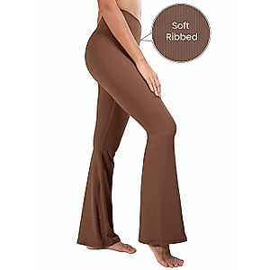 Sunzel Flared Leggings for Women, High Waisted Casual Bootcut Flare Yoga Pants with Crossover Waist and Tummy Control 30" Caramel Cafe Medium