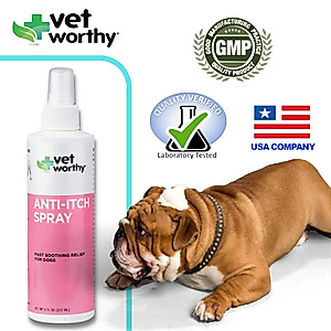 Vet Worthy Anti-Itch Spray for Dogs - Soothing and Fast-Acting Anti-Itch Spray for Dogs (8 oz)