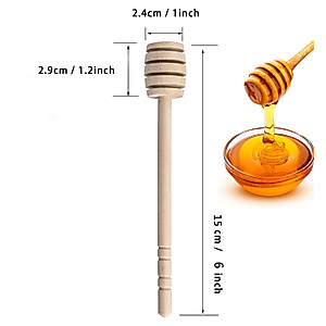 GIYOMI Honey Dipper Stick for Honey Jar Dispense Drizzle Honey,6 Pcs 6inch / 15cm Wood Honey Dippers Sticks - Honey Spoons - Honeycomb Stick