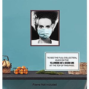 Frankenstein Decor - Bride of Frankenstein Wall Art - Monster Horror Scary Movie Poster - Hollywood Movie Picture Prints - Goth, Gothic Gifts - Mary Shelley - Home Theater