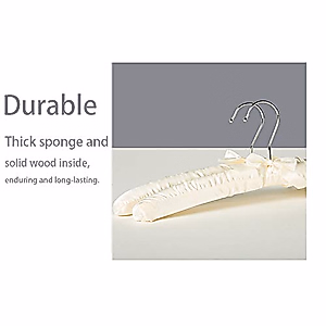 LUXEHOME 5 Pack Silk Hangers with Anti-Rust Heavy Duty Swiveling Chrome Hook for Winter Sweaters, Coats, Suit; Satin Padded Hangers for Delicate Wedding Dresses, Ivory White