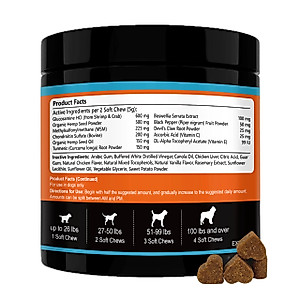 Chews Pawsitive Hip and Joint Supplement for Dogs- Mobility, Hip and Joint Chews for Dogs with Glucosamine, Chondroitin, MSM, Tumeric, Hemp Oil- Soft Chews Joint Support Supplement for Dogs- 120ct