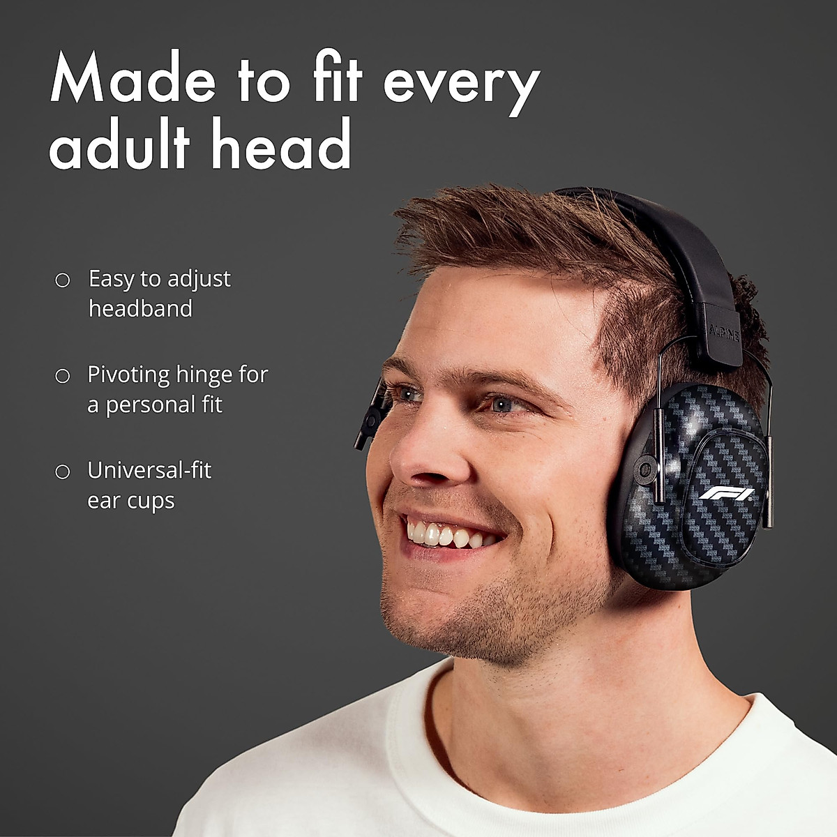 Alpine Racing Pro Earmuff F1® - Earmuffs for Adults - 22 dB - ANSI Certified - Premium Noise Protection for Race Events - High End Carbon - Noise Reduction Headphones - Light-Weight Design