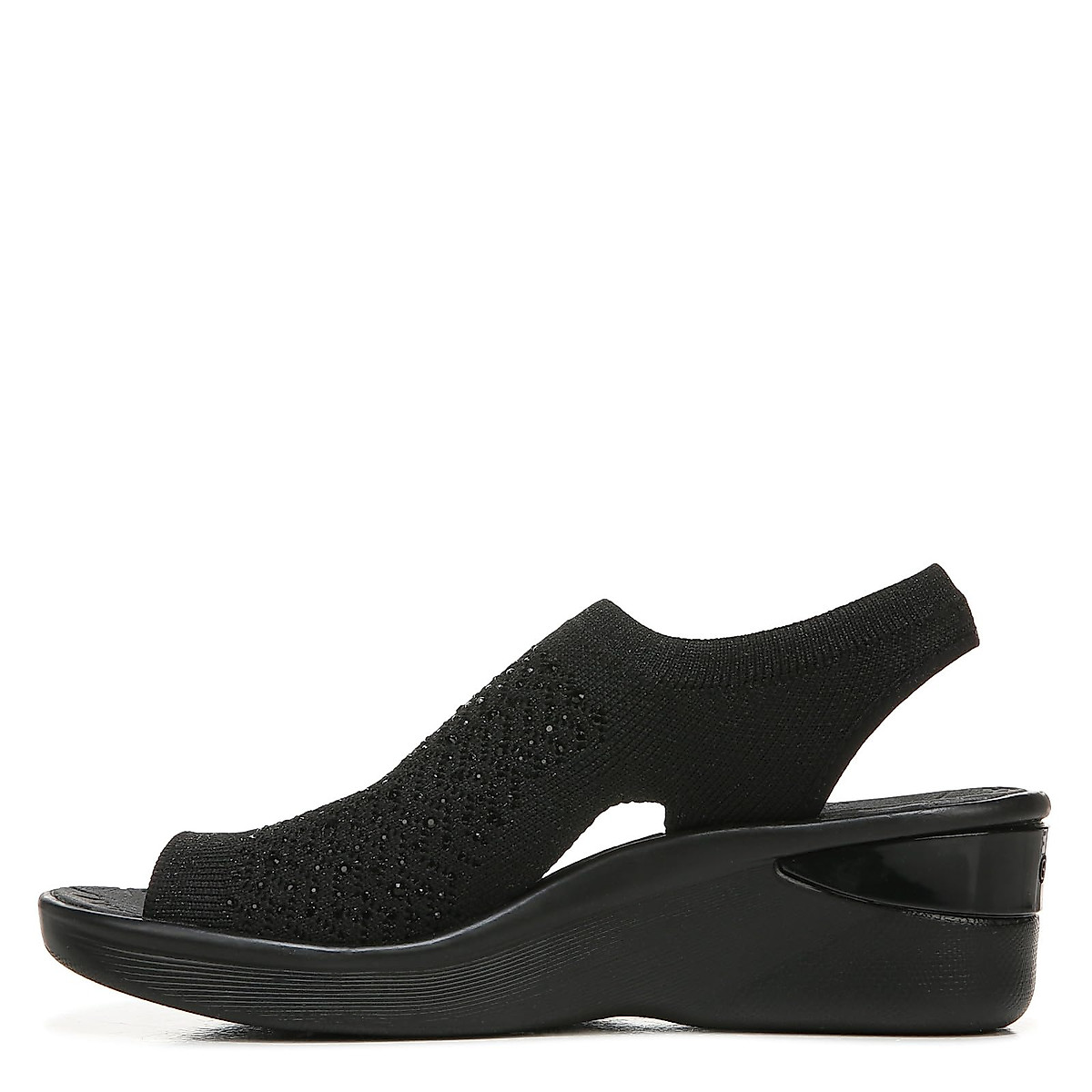 BZees Womens Star Bright Slingback Wedge Sandal, Black, 9 US