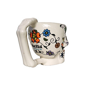 Hella Cocktail Co. Day of the Dead Sugar Skull 14oz Ceramic Mug for Margartias, Micheladas, Mocktails, Cocktails, Tequila Special Mexican Parties