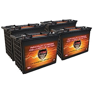 Qty(4) Xtr12-155 Group GC12 Golf Cart 12v AGM SLA Battery, Trojan T1275 Replacement