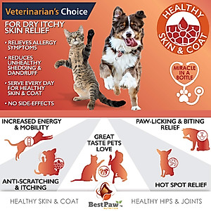 Best Paw Nutrition - Pure Salmon Soft Gels for Dogs & Cats - Omega 3 Capsules Supplement - Skin & Coat, Eyes, Heart Health - Immune Support Vitamins Pets Love - 500mg