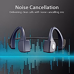 Jassco Bluetooth Bone Conduction Headphones, Wireless Open-Ear Earphones with Built-in Mic, IPX5 Waterproof Sports Headset for Running, Cycling, Driving, Workout, Gym (Blue)