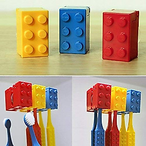 3pcs Brick Design Toothbrush Case Cover Holder Set for Office, Travel, Home for Kids Children (3Pcs-BlockHolders)