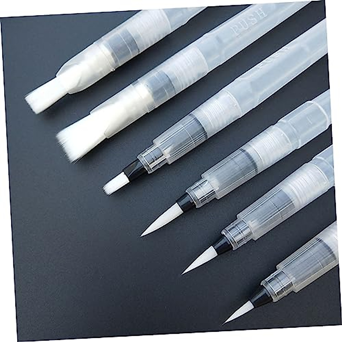 TEHAUX Water Brush Pen 9 Pcs White Ink Pen Set Water Brush Pen Water Soluble Colored Pencils Painting Pen Fountain Pen Flat Pen Colored Watercolor Brush Water Coloring Brush Pen