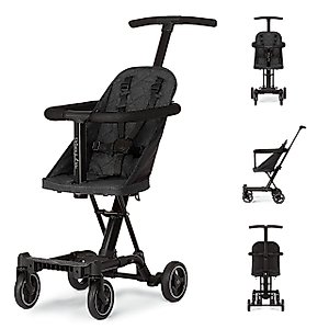 Dream On Me Lightweight and Compact Coast Rider Stroller with One Hand Easy Fold, Adjustable Handles and Soft Ride Wheels, Black
