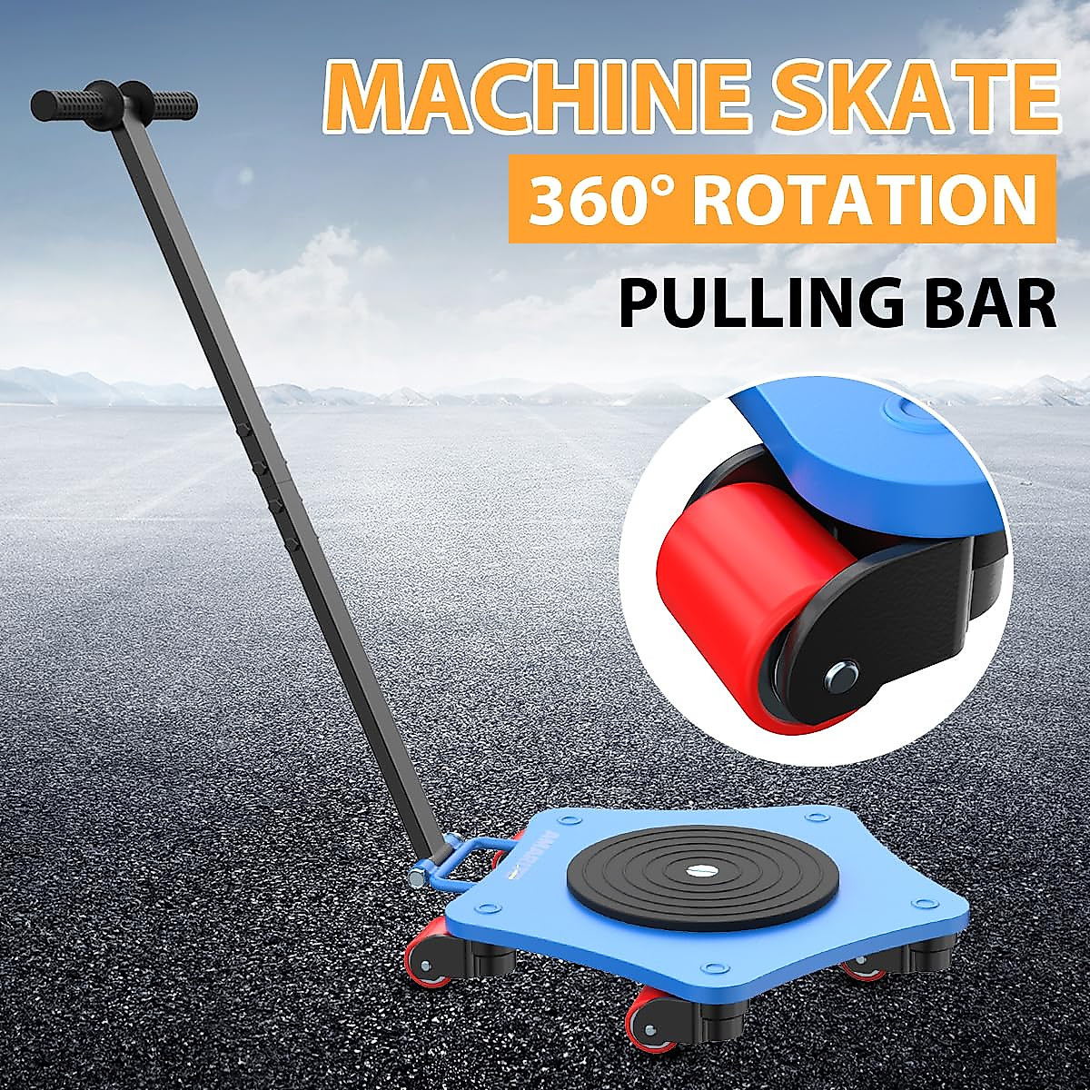 Amarite Machine Skate 8800lbs Capacity-Heavy Duty Machinery Mover Dollies with 360 Degree 5 Swivel Rollers for Industrial Use - Equipment Skates Moving Roller for Warehouse and Workshop Transporting
